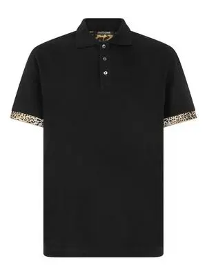 Roberto Cavalli Jaguar-print Cuff Polo Shirt - Black