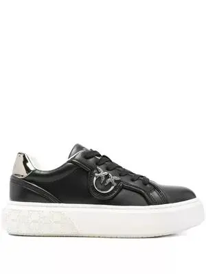 Pinko Platform Lace-up Sneakers With Metallic Heel Counter - Black