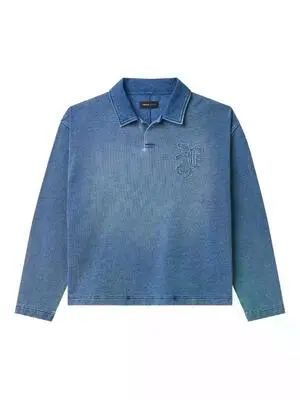 PURPLE BRAND Logo-detail Long-sleeve Polo Shirt - Blue