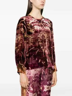PIERRE-LOUIS MASCIA Printed Velvet Blouse - Red