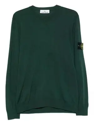Stone Island Stone Island Crew Neck Patch Sweater Green