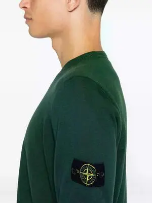 Stone Island Crew Neck Patch Sweater - Green