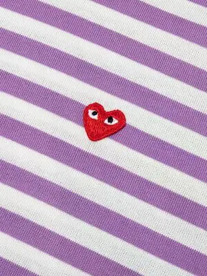 Play Comme Des Garcon Striped Heart-logo T-shirt
