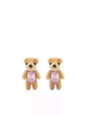 YVMIN Bear-motif Stud Earrings - Brown