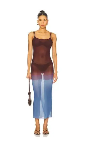 WeWoreWhat Mesh Scoop Maxi Slip - Maroon