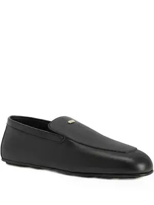 GIUSEPPE ZANOTTI Leather Loafers With Gold-tone Detail - Black