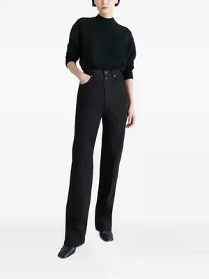 LEMAIRE Lemiare Rib-knit Trim Mock Neck Sweater - Black