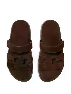 Tory Burch Ines Slides With Split Double T Design - Brown