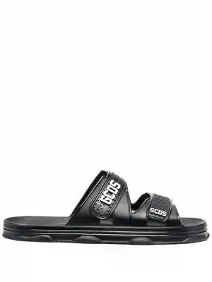 Gcds Logo Strap Flat Sandals - Black