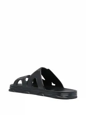 Gcds Logo Strap Flat Sandals - Black