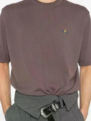 VIVIENNE WESTWOOD Logo-embroidered Short-sleeve Sweater