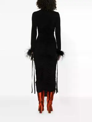 Pinko Feather-trim Midi Dress