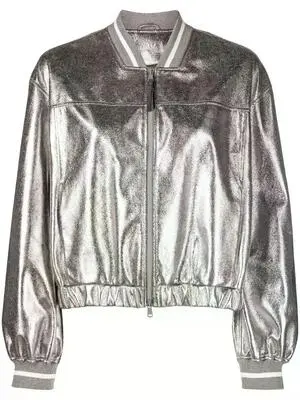 Brunello Cucinelli Metallic Bomber Jacket - Grey