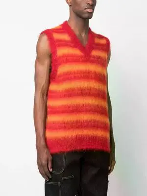 Marni Brushed Mohair Striped Vest - Red