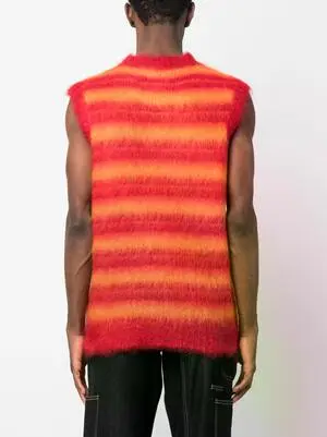 Marni Brushed Mohair Striped Vest - Red