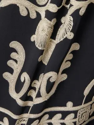 MARANT ETOILE Embroidered Pleated Crepe Midi Dress