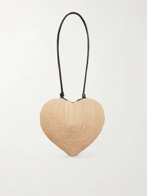 Alaïa Heart-shaped Raffia Shoulder Bag With Leather Trim - Neutrals