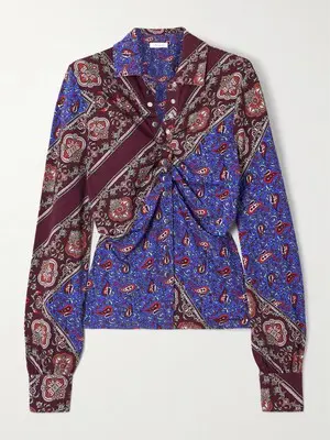 Rabanne Ruched Paisley-print Jersey Shirt - Multi