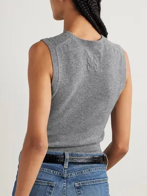 NILI LOTAN May Cropped Cashmere Tank - Gray