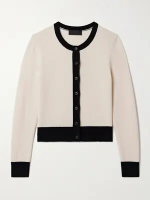NILI LOTAN Meadow Two-tone Cashmere Cardigan - Ivory