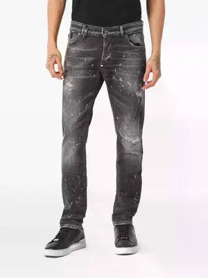 Philipp Plein Distressed Paint-splattered Jeans