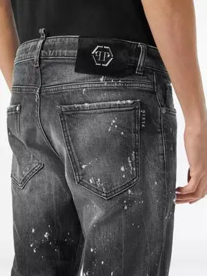 Philipp Plein Distressed Paint-splattered Jeans
