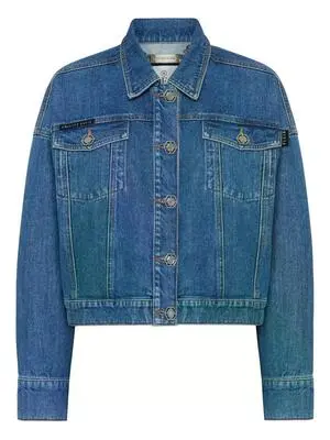 Philipp Plein Embellished Crystal Fringe Denim Jacket - Blue