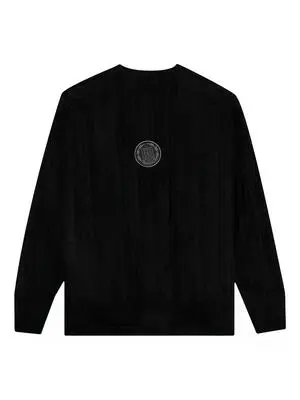 HONOR THE GIFT Cable Knit Logo Patch Sweater - Black