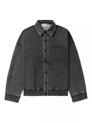 A BATHING APE Logo-embroidered Button-down Shirt - Grey
