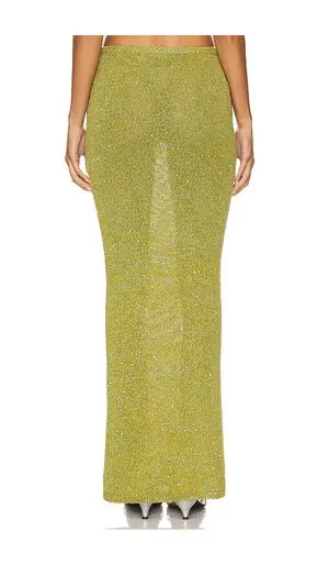 ASTA RESORT Carolina Sequined Knit Maxi Skirt - Olive