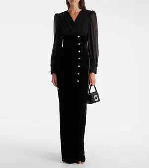 Alessandra Rich Velvet And Georgette Gown