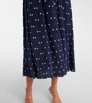 Alessandra Rich Polka Dot Ruffled Silk Midi Dress