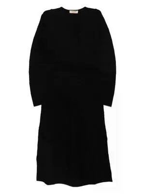 TWINSET Ribbed V-neck Midi Dress - Black