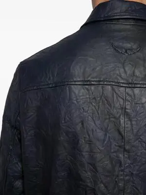 Zadig&Voltaire Zip-up Crinkled Leather Jacket With Embossed Wings