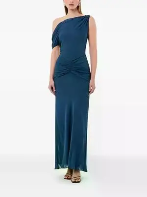 NICHOLAS Elza One-shoulder Draped Midi Dress - Blue