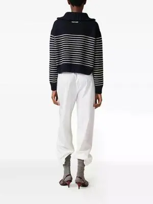 Miu Miu Ribbed-collar Striped Sweater