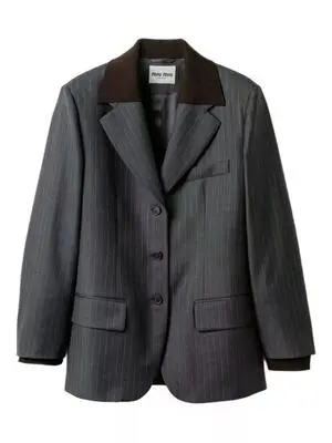 Miu Miu Pinstripe Lapel Jacket - Grey