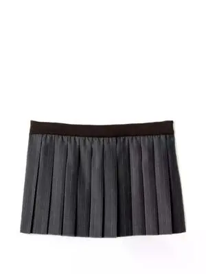 Miu Miu Pleated Pinstripe Miniskirt - Grey