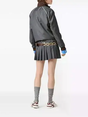 Miu Miu Pleated Pinstripe Miniskirt - Grey