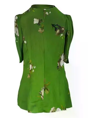 Erdem Cowl Neck Rose Print Sleeveless Top