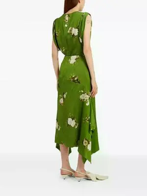 Erdem Cowl Neck Rose Print Sleeveless Top