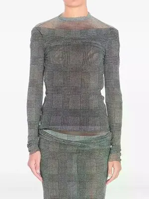 JEAN PAUL GAULTIER Checked Mesh Top - Grey
