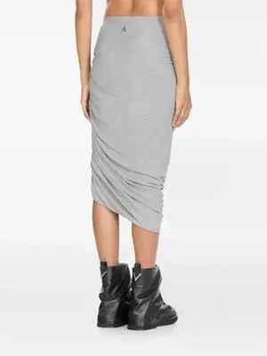Attico Embroidered Logo Ruched Midi Skirt