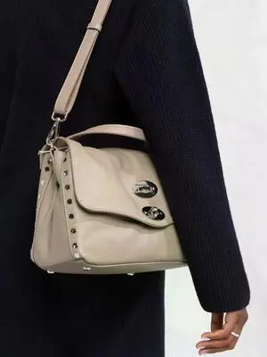 ZANELLATO Stud Detail Leather Shoulder Bag - Neutrals