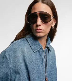 Loewe Hillock Aviator Sunglasses - Silver