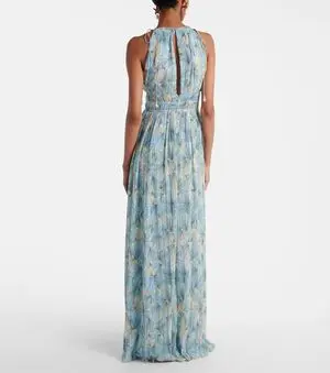 Veronica Beard Yardley Floral Pleated Chiffon Gown - Multicoloured
