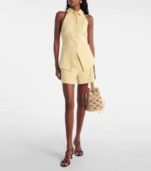 Veronica Beard Brit High-rise Linen-blend Shorts