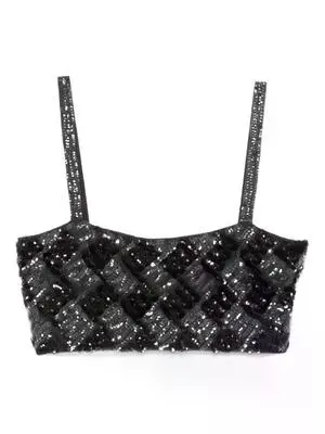 P.a.r.o.s.h Geometric Sequin Embellished Top - Grey
