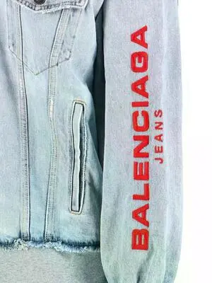 Balenciaga Embroidered Logo Hooded Denim Jacket