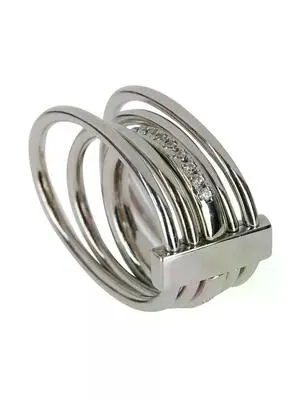 PANCONESI Layered Crystal Ring - Silver